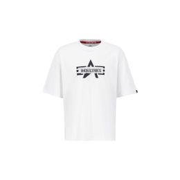 T-Shirt Alpha Industries "Logo Edge T-Shirt", Herren, Gr. M, weiß, Obermaterial: 100% Baumwolle, Shirts
