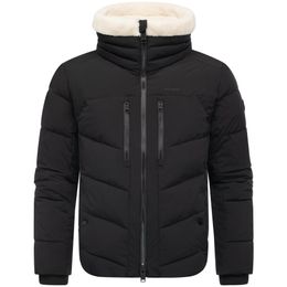 Steppjacke STONE HARBOUR "Ansello XX", Herren, Gr. L (52), schwarz, Obermaterial: 100% Polyester, Innenfutter: 100% Polyester, Wattierung: 100% Polyester, Ärmelfutter: 100% Polyester, gerade hüftbedeckend, hoch geschlossener Ausschnitt, Ärmel ohne Ärmelschlitz Bündchen, Jacken, Gesteppte Herrenjacke mit Teddy-Kunstfell-Kragen