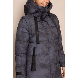 Langjacke Zhrill "ZHISI MAX NEW", Damen, Gr. M, schwarz, grau, Web, Obermaterial: 100% Polyester, unifarben, normal kniebedeckend, Rundhals, Bündchen, Jacken, gesteppt, mit Kapuze