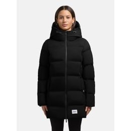 Kurzmantel Khujo "Tanare4", Damen, Gr. L (40), schwarz, Obermaterial: 100% Polyester; Innenfutter: 100% Nylon; Wattierung: 100% Polyester, tailliert Po-bedeckend, hoch geschlossener Ausschnitt, eng Bündchen, Mäntel, Warmer Damen Puffermantel mit Kapuze