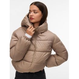 Véro Moda Steppjacke VERO MODA "VMDINA SHORT PUFFER JACKET NOOS", Damen, Gr. M, greige, Web, Obermaterial: 100% Polyester, unifarben, Jacken