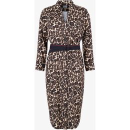 Druckkleid Sportalm KITZBÜHEL, Damen, Gr. 36, N-Gr, beige braun gemustert, Web, Obermaterial: 97% Viskose, 3% Elasthan, animal-print, gemustert, mehrfarbig, regular fit knielang, V-Ausschnitt, eingesetzt gerader Abschluss, Kleider, mit Animalprint