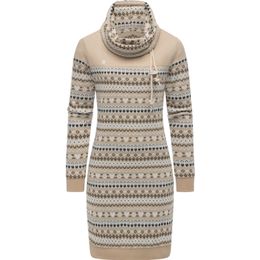 Sweatkleid Ragwear "Chlloe Jacquard YOUMODO", Damen, Gr. XXXL(46), Normalgrößen, beige, Material: 70% Baumwolle, 30% Polyester, figurumspielend ca. Mitte Oberschenkel, hoch geschlossener Ausschnitt, Ärmel ohne Ärmelschlitz Bündchen, Kleider, stylisches Langarmkleid mit verspieltem Print