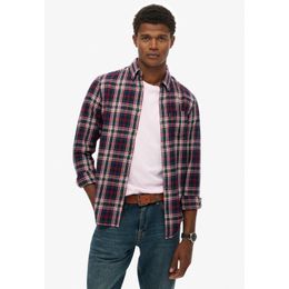 Langarmhemd Superdry "VINTAGE CHECK SHIRT", Herren, Gr. L, N-Gr, blau (grace check navy), Web, Obermaterial: 100% Baumwolle, kariert, regular fit, Hemden