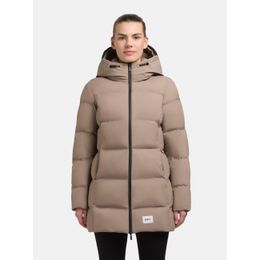 Kurzmantel Khujo "Tanare4", Damen, Gr. L (40), beige, Obermaterial: 100% Polyester; Innenfutter: 100% Nylon; Wattierung: 100% Polyester, tailliert Po-bedeckend, hoch geschlossener Ausschnitt, eng Bündchen, Mäntel, Warmer Damen Puffermantel mit Kapuze