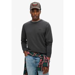 Sweatshirt Superdry "CLASSIC ESSENTIAL SWEATSHIRT", Herren, Gr. L, schwarz (washed schwarz), angeraute Sweatware, Obermaterial: 100% Baumwolle, unifarben, relaxed fit normal, Rundhals, Rippbündchen, Sweatshirts