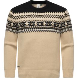 Norwegerpullover Ragwear "Norwen", Herren, Gr. M (50), sand, Strick, Material: 60% Baumwolle; 40% Acryl, Basic, gerade hüftlang, Rundhals, eng Rippstrickbündchen, Pullover, Warmer Norweger Herren Strickpullover