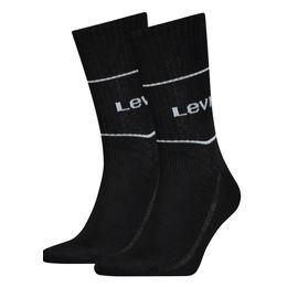 Levi's Socken LEVI'S "LEVIS SHORT CUT LOGO SPORT 2P", Herren, Gr. 39-42, schwarz, Baumwollmischung, bedruckt, unifarben, normal, Socken, mit breitem Logobund