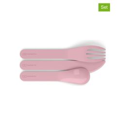 Monbento 4tlg. Set: Besteck in Rosa/ Hellgrau - 16% | Gedeckter-tisch