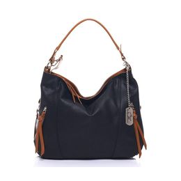 Anna Morellini Leder-Schultertasche "Noalia" in Schwarz - (B)32 x (H)25 x (T)12 cm - 76% | Damen-taschen