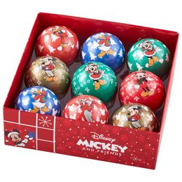 Disney Christbaumkugel-Set Mickey and friends, Blau, Gr&uuml;n, Rot, Kunststoff, 9-teilig, 7.5x7.5x7.5 cm, Dekoration, Weihnachtsdekoration, Weihnachtsbaumschmuck, Weihnachtskugeln