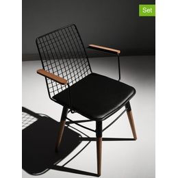 Evila 2er-Set: Esszimmerstühle in Schwarz - (B)43 x (H)82 x (T)39 cm - 68% | Sitzmoebel