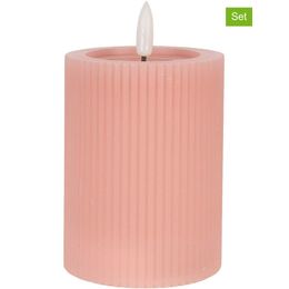 Clayre & Eef Clayre & Eef 2er-Set: LED-Kerzen in Rosa - (H)13 x Ø 8 cm - 13% | Kerzen-vasen