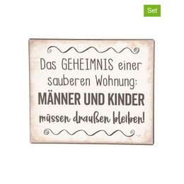 Clayre & Eef Clayre & Eef 2er-Set: Textschilder in Weiß - (B)15 x (H)13 cm - 12% | Wanddekoration