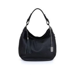 Anna Morellini Leder-Schultertasche "Paolanna" in Schwarz - (B)34 x (H)32 x (T)14 cm - 76% | Damen-taschen