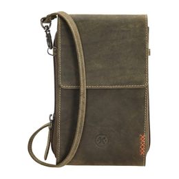 HIDE & STITCHES Leder-Handytasche in Oliv - (B)20 x (H)11 x (T)3 cm - 30% | Damen-handytaschen