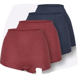 w&auml;schepur Damen Panty mit bequemem Softbund 2x marine-meliert + 2x dunkelrot-meliert Gr&ouml;&szlig;e 40