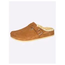 Hausschuh MUBB, Damen, Gr. 36, braun (cognac), Lammfell, Leder, Basic, Schuhe