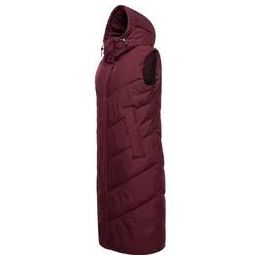 Steppweste Ragwear "Suminka Vest", Damen, Gr. XXXL(46), rot (weinrot), Außenmaterial: 100% Polyester, Innenfutter: 100% Polyester, Wattierung: 100% Polyester, gerade knielang, hoch geschlossener Ausschnitt, Westen, Wasserdichte, lange Damen Winterweste