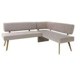 Eckbank OTTO products "Alessja", grau (grau, eiche natur), B:212cm H:88cm T:172cm, Holzwerkstoff, Massivholz, Polyester, Sitzbänke, Breite langer Schenkel 192 oder 212 cm, Gestell aus Eiche Massivholz