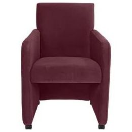 Esszimmersessel exxpo - SOFA FASHION "Barista, Loungesessel auf Rollen mit hoher Bodenfreiheit", rot (burgundy), B:61cm H:88cm T:70cm, Carabu (50%Polyester, 35%Polyacryl, 15%Polyamid);Kunstleder;NaturLeder, Sessel