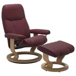 Relaxsessel stressless "Consul", rot (bordeaux batick), B:85cm H:100cm T:77cm, Leder BATICK: BATICK ist ein leicht korrigiertes, durchgefärbtes und genarbtes Möbelleder, bei dem die meisten Unebenheiten und Spuren in der Regel entfernt wurden.;Leder PALOMA: PALOMA ist ein durchgefärbtes Semianilin-Möbelleder mit natürlicher Narbung.;ROHLEDER Stoff Q2 FARON: Ein fester zuverlässiger Bouclé mit eine