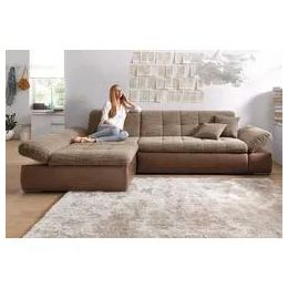 Ecksofa DOMO collection "Moric, L-Form, XXL-Sofa - Breite 300cm, viel Platz, auch in Cord", bunt (braun, beige, braun), B:300cm H:80cm T:172cm, Kunstleder SOFTLUX / Struktur (90% Polyester/ 10% Polyacryl);Microfaser PRIMABELLE (100% Polyester)/ Struktur (90% Polyester/ 10% Polyacryl), Sofas, wahlweise mit Bettfunktion und Armteilverstellung, beige-braun
