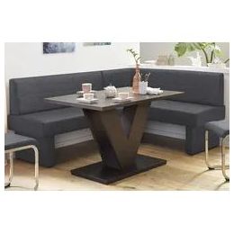 Eckbank Home Affaire "Nils", grau (dunkelgrau (fantasy 8201)), B:202cm H:89cm T:152cm, Holzwerkstoff, Massivholz, Polyester, Sitzbänke, Sitz und Rücken gepolstert, verschiedene Qualitäten