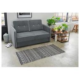 Schlafsofa Home Affaire "Merina", grau (anthrazit), B:147cm H:89cm T:87cm, Luxus-Microfaser (100% Polyester), Sofas, mit zweigeteilter Bettfunktion, Auszug nach vorn, Federkern