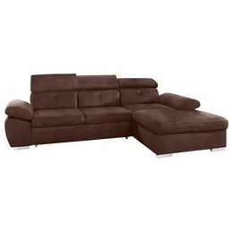 Ecksofa exxpo - SOFA FASHION "Spring, super bequem, mit Armteil- und Kopfteilfunktion, OTTOs Choice", braun (chocolate), B:284cm H:81cm T:181cm, Luxus-Microfaser (100% Polyester);Struktur (100% Polyester);NaturLEDER (echtes Rindsleder) in Sitz und Rücken. Korpus in passendem Kunstleder SOFTLUX bezogen, Sofas, L-Form, wahlweise mit Bettfunktion und Bettkasten