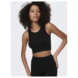 Trainingstop Only Play "ONPJAIA LIFE", Damen, Gr. XS, schwarz, Jersey, Obermaterial: 75% Nylon, 15% Polyamid, 10% Elasthan, unifarben, slim fit kurz, Rundhals, Tops, Cropped Fit, in feiner Rippstruktur
