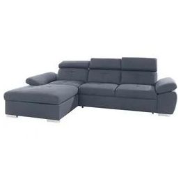 Ecksofa exxpo - SOFA FASHION "Spring, super bequem, mit Armteil- und Kopfteilfunktion, OTTOs Choice", blau (night sky), B:284cm H:81cm T:181cm, Luxus-Microfaser (100% Polyester);Struktur (100% Polyester);NaturLEDER (echtes Rindsleder) in Sitz und Rücken. Korpus in passendem Kunstleder SOFTLUX bezogen, Sofas, L-Form, wahlweise mit Bettfunktion und Bettkasten