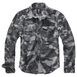 Langarmhemd BRANDIT "Brandit Herren Vintage Shirt", Herren, Gr. XXL, US-Größen, grau (grau camo), 100% Baumwolle, unifarben, normal, Hemden