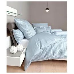 Wendebettwäsche Janine "modernclassic 3912, 100% Baumwolle", blau (hellblau), B/L: 240cm x 220cm, 1 Stk., 2 Stk., Mako-Satin, B/L: 80cm x 80cm & 80cm x 80cm, 3 Stk., Mako-Satin, Obermaterial: 100% Baumwolle, Bettwäsche, mit Reißverschluss, Streifen Design