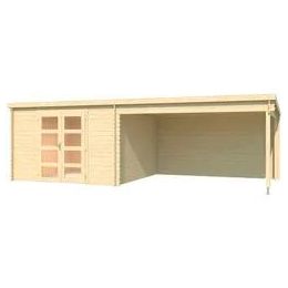 Gartenhaus Lasita Maja "New Orleans, Naturbelassen", beige (naturbelassen), ohne Fußboden, Rückwand, ohne Dacheindeckung, Holzwerkstoff, Gartenhäuser, mit Anbau