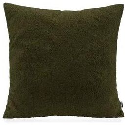 HOCK Dekokissen H.O.C.K. "Fino", grün (dunkelgrün, unifarben), B:60cm H:10cm L:60cm, Obermaterial: 100% Polyester. Füllung: 100% Polyester, Dekokissen_Sitzkissen_Kissenhüllen, Teddy-Plüsch, wärmend, inkl. Füllung, Bezug mit Reißverschluss