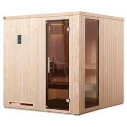 Sauna Weka "Halmstad", beige (natur), Bio-Ofen, externe Steuerung, 7,5 kW, Saunen, 7,5 kW Bio-Ofen mit digitaler Steuerung