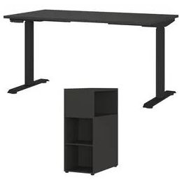 Büromöbel-Set Germania "Mailand", grau (gaphit), Schreibtisch Breite 140cm Metall Spanplatte, Metall, Spanplatte, Arbeitsmöbel-Sets, inkl. Schreibtisch und Raumteiler