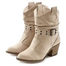 Cowboy Stiefelette Lascana, Damen, Gr. 35, beige, Obermaterial: 100% Textilmaterial. Futter: 100% Textilmaterial. Decksohle: 100% Lederimitat. Laufsohle: 100% Synthetik, unifarben, Schuhe Cowboy-Stiefelette Cowboyboots Schlupfboots, Cowboy Boots, Western Stiefelette, Ankleboots VEGAN