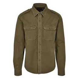 Langarmhemd BRANDIT "Brandit Herren Vintage Shirt", Herren, Gr. XXL, US-Größen, grün (olive), 100% Baumwolle, unifarben, normal, Hemden
