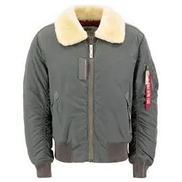 Bomberjacke Alpha Industries "Injector III", Herren, Gr. S, grau (grauschwarz), Obermaterial: 100% Nylon, Futter: 100% Nylon, Kapuzenfutter: 100% Schaffell, Füllung: 100% Polyester, Jacken