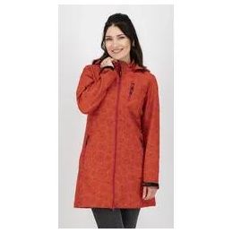 Softshelljacke DEPROC ACTIVE "SHELBY LONG", Damen, Gr. 44L, rot (chilli), 100% Polyester, tailliert, gerader Abschluss mit Klettverschlüssen, Jacken, leichter Softshell Kurzmantel mit abnehmbarer Kapuze