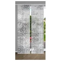 Schiebegardine HOME IN GREEN "MANDRIGA" Gr. 1, grau, B:60cm H:245cm, Polyester, Gardinen, SET DIGITALDRUCK,BAMBUSOPTIK RECYCELT