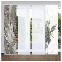Schiebegardine HOME IN GREEN "SIGNUM" Gr. 1, grau, B:60cm H:245cm, Polyester, Gardinen, SET DIGITALDRUCK,BAMBUSOPTIK RECYCELT
