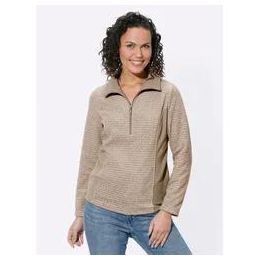 Fleeceshirt Casual Looks "Fleece-Shirt", Damen, Gr. 44, beige (elfenbein, beige), 100% Polyester, gemustert, mehrfarbig, Shirts
