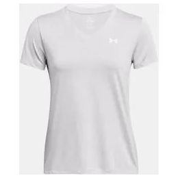 Trainingsshirt Under Armour "TECH SSV- TWIST", Damen, Gr. XL, grau, Obermaterial: 100% Polyester, normal, V-Ausschnitt, Shirts