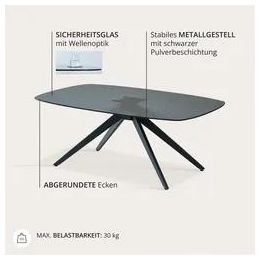 Couchtisch Stolkom "Elias Glastisch schwarz, Wohnzimmertisch BxHxT 110x44x70 cm", schwarz (schwarz, schwarz, schwarz), H:44cm, Tische, Sicherheitsglas Bruchsicher, Glasplatte Wasserwelle schwarz getönt