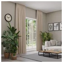 Neutex for you! Verdunkelungsvorhang NEUTEX FOR YOU "INSULA", beige (dunkelbeige), B:137cm H:145cm, Polyester, Gardinen, Uni-Dimout für starke Verdunklung, nach Maß
