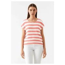 Véro Moda Kurzarmshirt VERO MODA "VMWIDE STRIPE SL TOP GA JRS NOOS", Damen, Gr. L, weiß (dubarry stripes:snow weiß), Jersey, Obermaterial: 96% Viskose, 4% Elasthan, gestreift, regular fit normal, Rundhals, Shirts