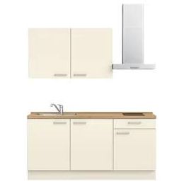 Küchenzeile Nobilia ""Touch I"", weiß (küche: weiß, korpus: magnolia matt, arbeitsplatte: eiche sierra nachbildung), B:180,3cm H:216,6cm T:60cm, Komplettküchen-Sets, vormontiert, Ausrichtung wählbar, Breite 180 cm, wahlw. mit E-Geräten